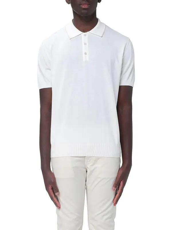 Canali Cotton Knit Polo Shirt - White