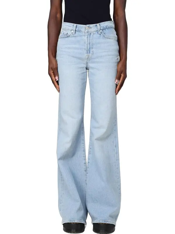 7 For All Mankind Cotton Denim Flared Jeans - Blue