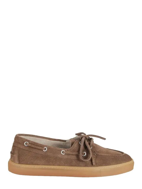 SUMMERY COPENHAGEN Bi-leather And Canvas Boat Shoes - Coffee