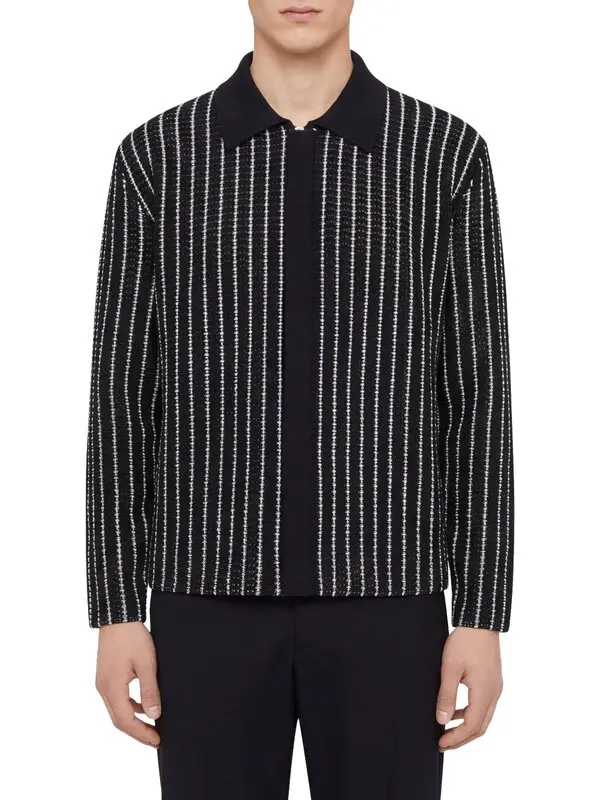 JIL SANDER Crochet Cardigan With Bicolour Abstract Pattern - Black