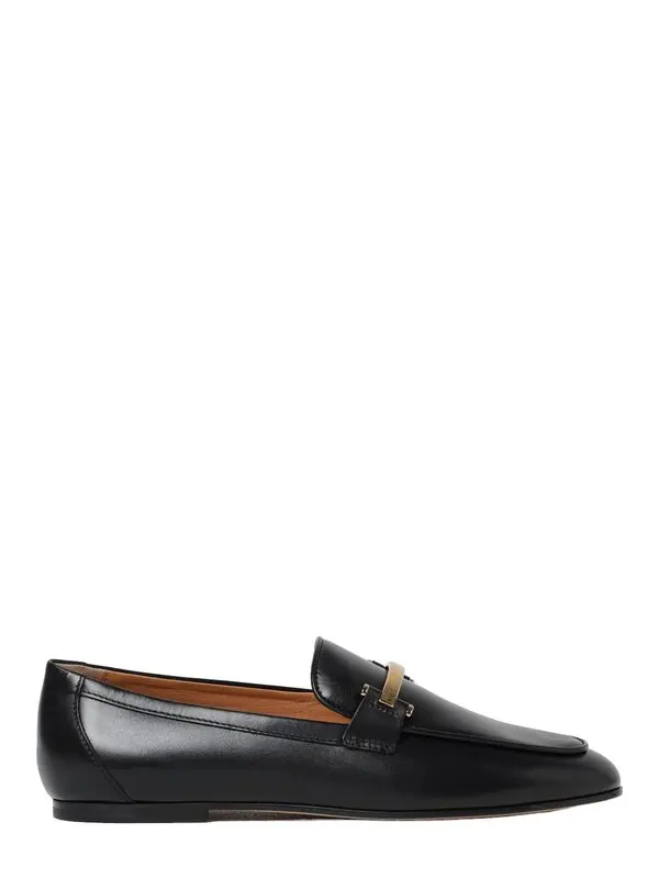 TOD'S Leather Loafers With Gold-tone Hardware - Black