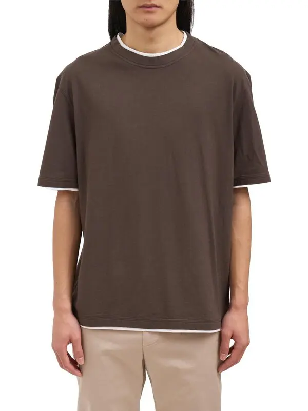 PAOLO PECORA Basic Cotton T-shirt - Brown