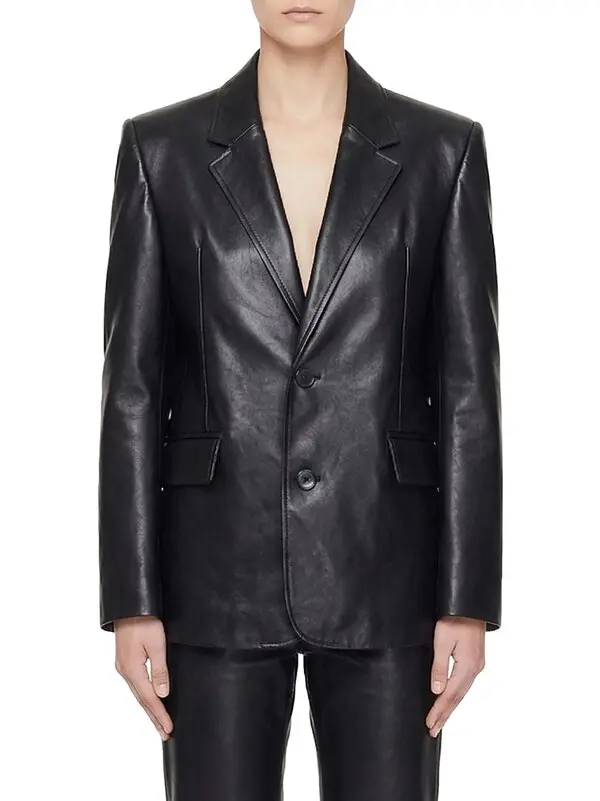 Balenciaga Single-breasted Leather Blazer - Black