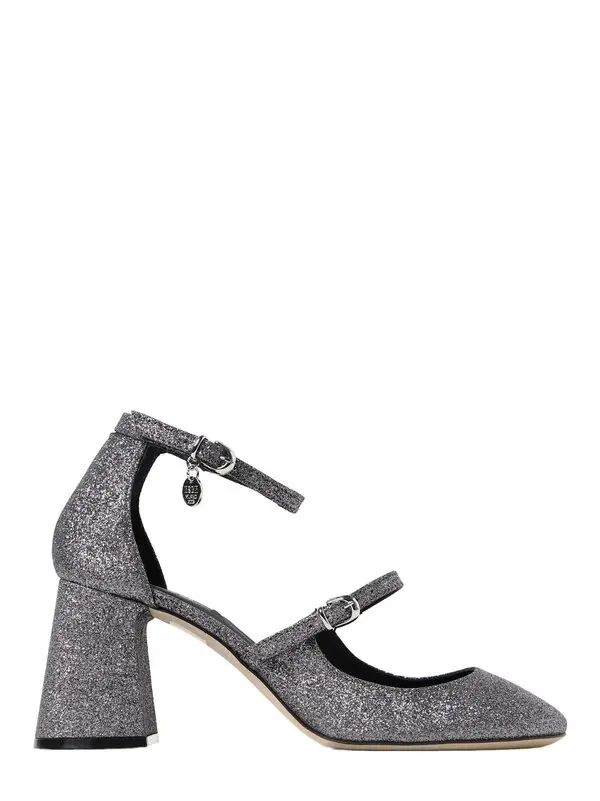 MSGM Glitter High Heel Mary Jane Shoes - Silver