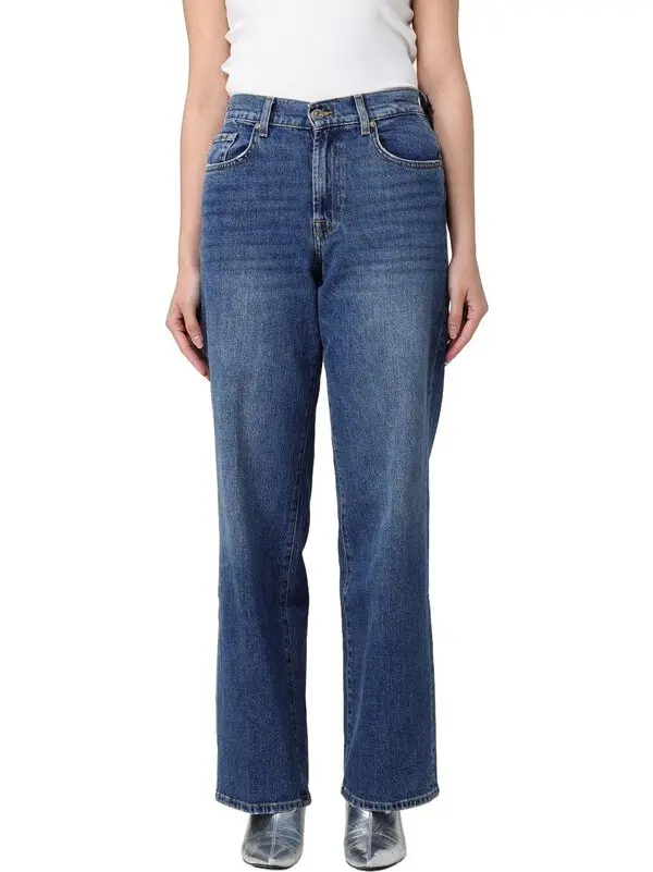 7 For All Mankind Straight Leg Cotton Denim Jeans - Blue