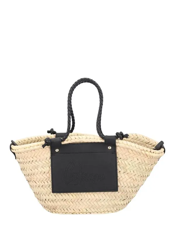 CastaÑer Woven Top Handle Bag - Black