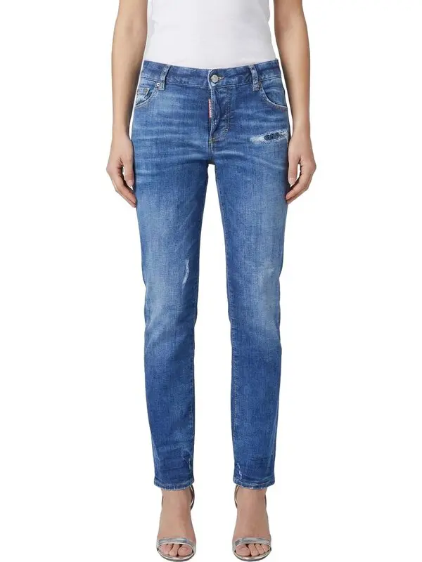 Dsquared2 Distressed Denim Slim Fit Jeans - Blue