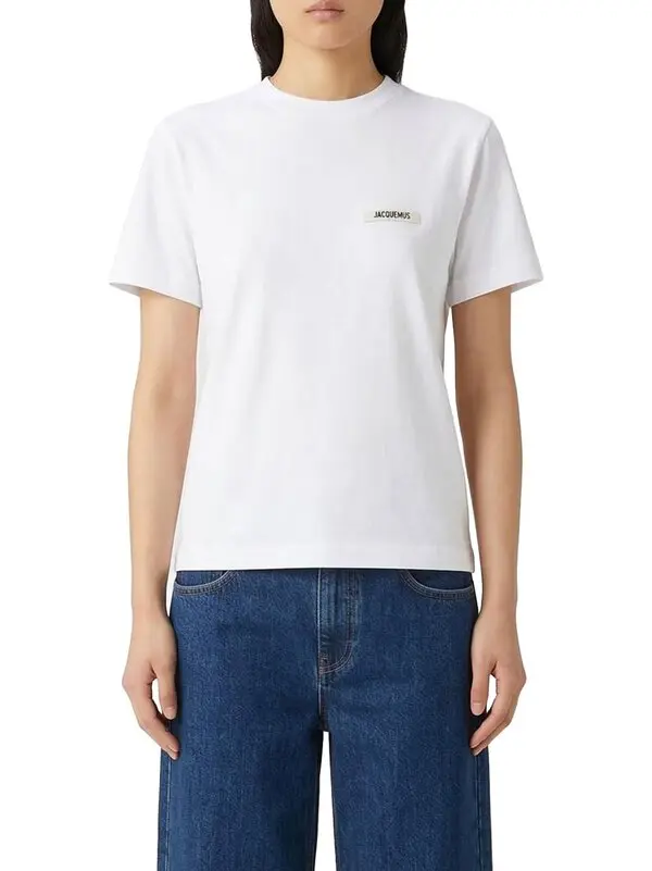 Jacquemus Cotton T-shirt With Logo Patch - White