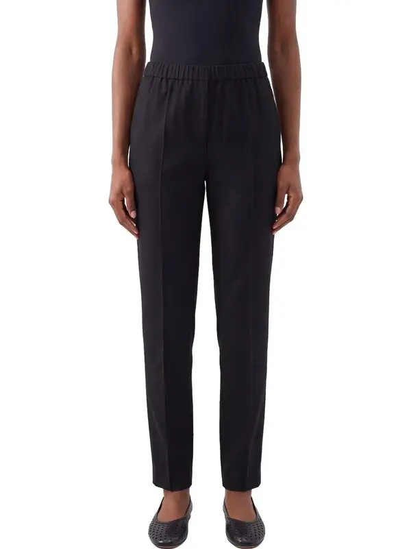 Fabiana Filippi Slim Fit Wool Blend Pants With Monile Detail - Black