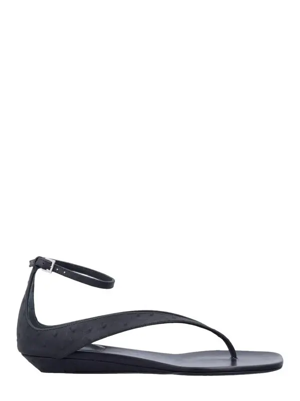 LOU LOU STUDIO Embossed Leather Thong Sandals - Black