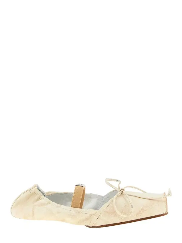 MAISON MARGIELA Laminated Leather Ballerina Flats - Beige