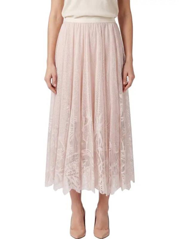 Fabiana Filippi High-waisted Lace Midi Skirt - Beige