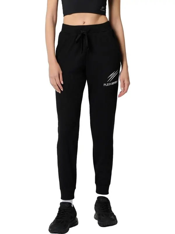 PLEIN SPORT Ribbed Jersey Jogging Pants - Black