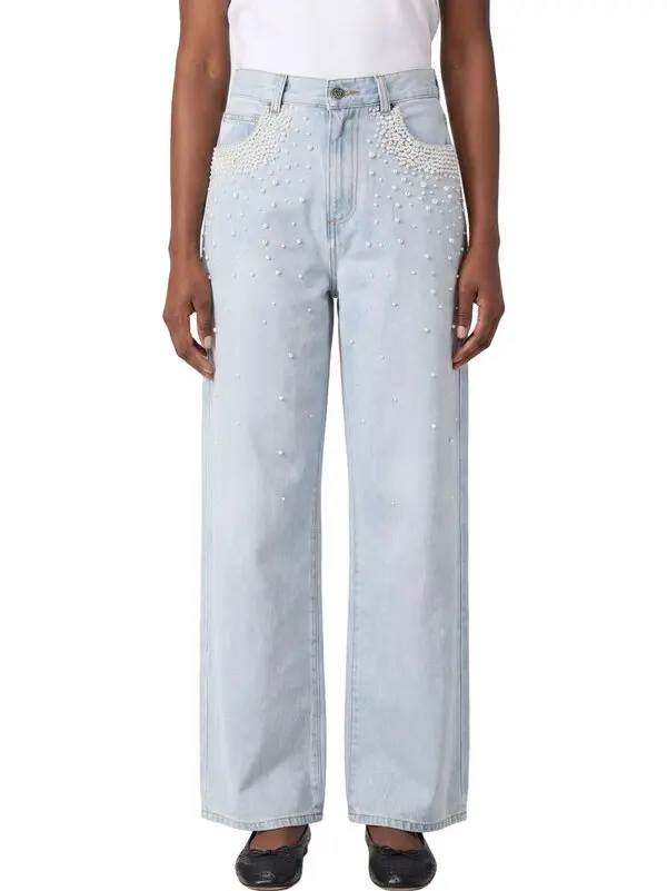 Giuseppe Di Morabito High-waisted Wide-leg Jeans With Bead Embellishments - Blue