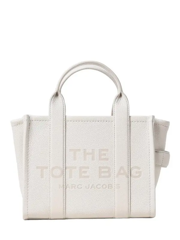 Marc Jacobs Small Tote Bag In Leather With Tone-on-tone Logo - Silver