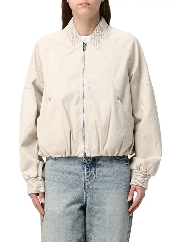 Moose Knuckles Bomber Jacket With Textured Collar - Beige