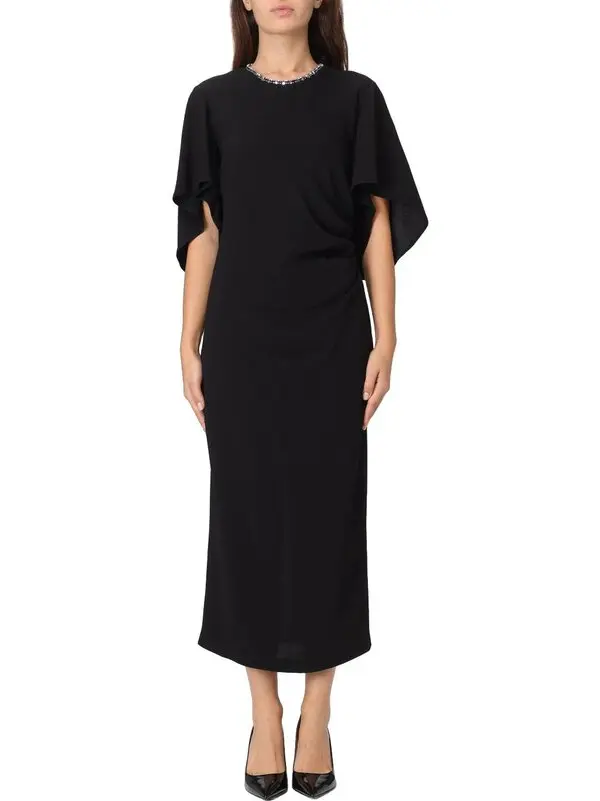 Pinko Embellished Neckline Midi Dress - Black