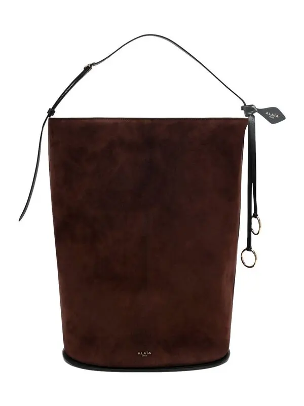 Alaïa Suede Bucket Bag With Charm - Dark