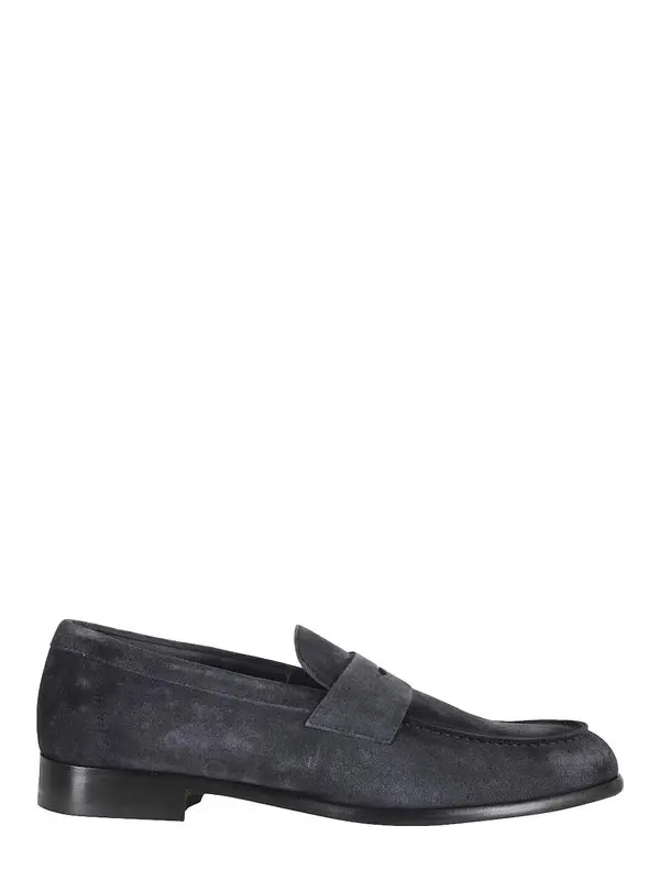 DOUCAL'S Penny Loafers In Aged Suede - Blue