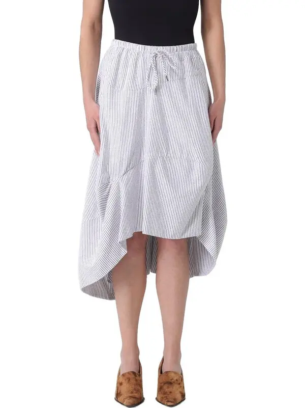 VIVIENNE WESTWOOD Striped Cotton Asymmetric Skirt - Blue