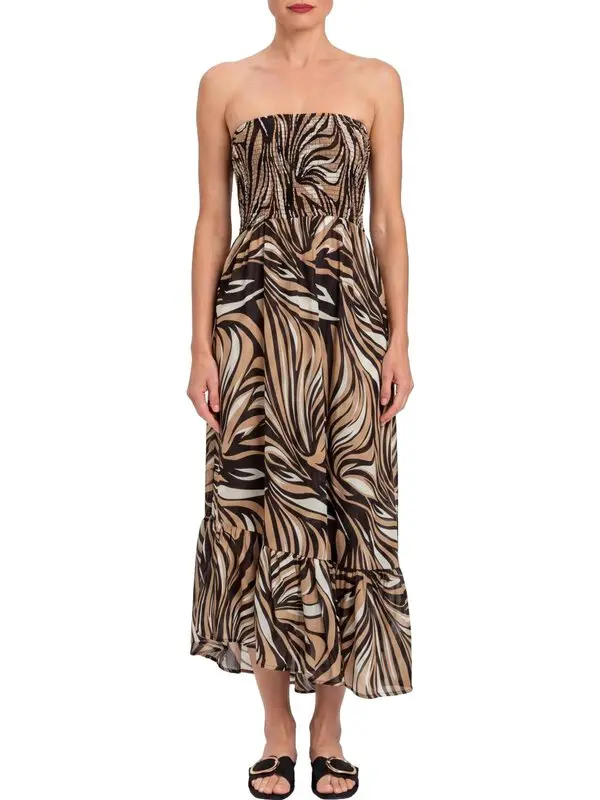 TWINSET Printed Viscose Midi Dress - Black