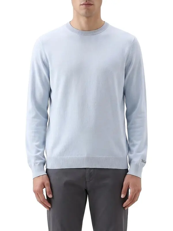 Woolrich Cotton Crewneck Sweater - Gnawed Blue