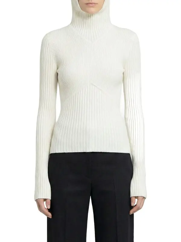 ANDREĀDAMO Ribbed Cotton Balaclava Top - Ivory