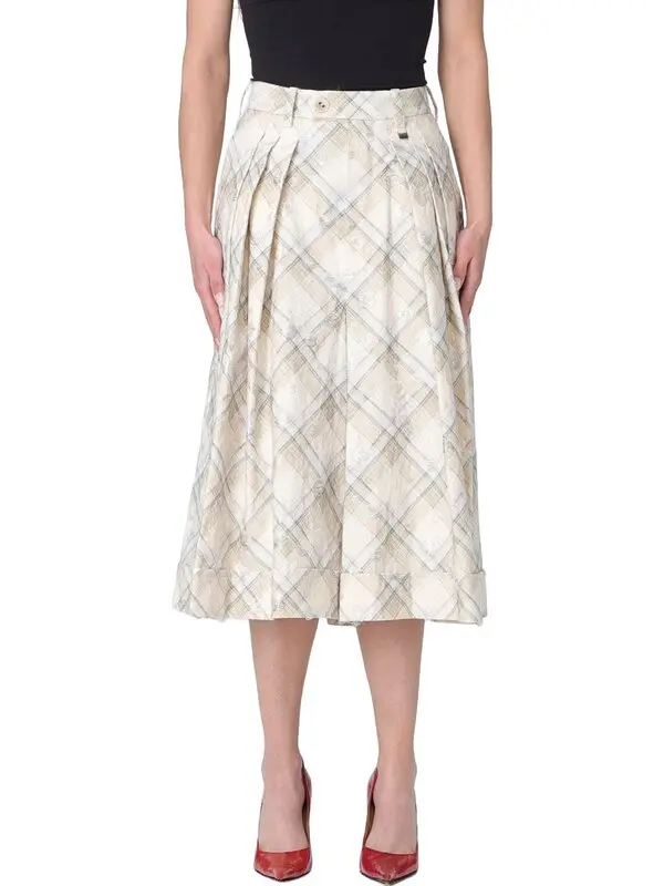 VIVIENNE WESTWOOD Tartan Pleated Midi Skirt - Beige
