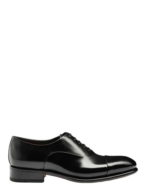 Santoni Brushed Leather Oxford Shoes - Black