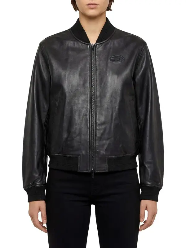 DIESEL® Leather Bomber Jacket - Black