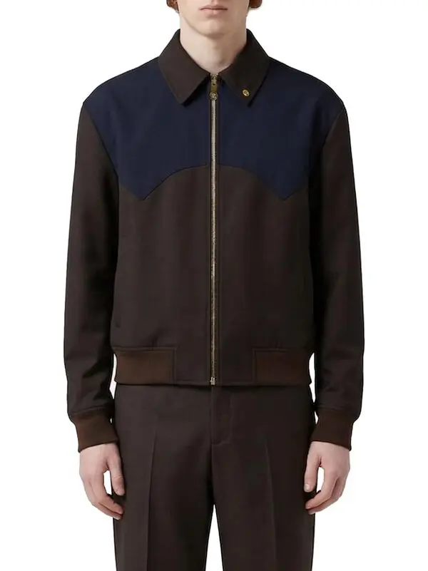 Versace Bi-wool Blend Bomber Jacket - Cocoa