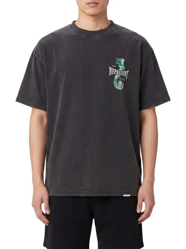 REPRESENT Printed Cotton T-shirt - Grey