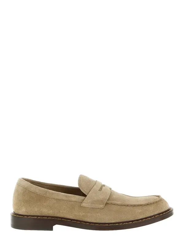 DOUCAL'S Suede Penny Loafers - Beige