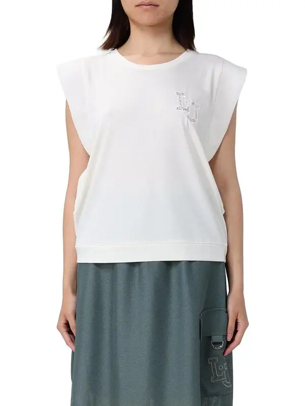 Liu Jo Cotton T-shirt With Embroidered Monogram - Black