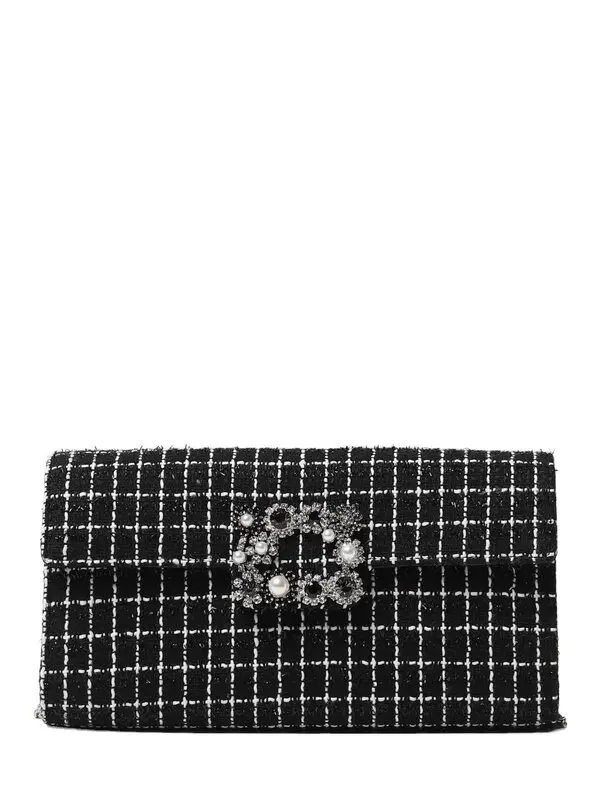 ROGER VIVIER Embellished Tweed Clutch - Black
