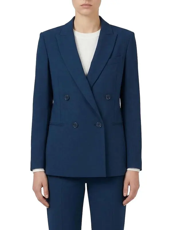 Patrizia Pepe Double-breasted Viscose Blend Blazer - Blue