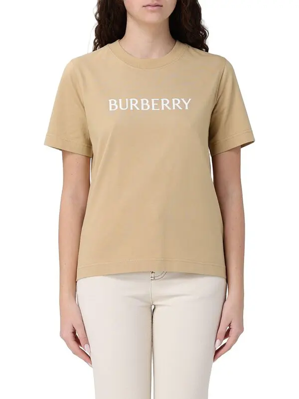 Burberry Basic Cotton T-shirt With Logo - Beige