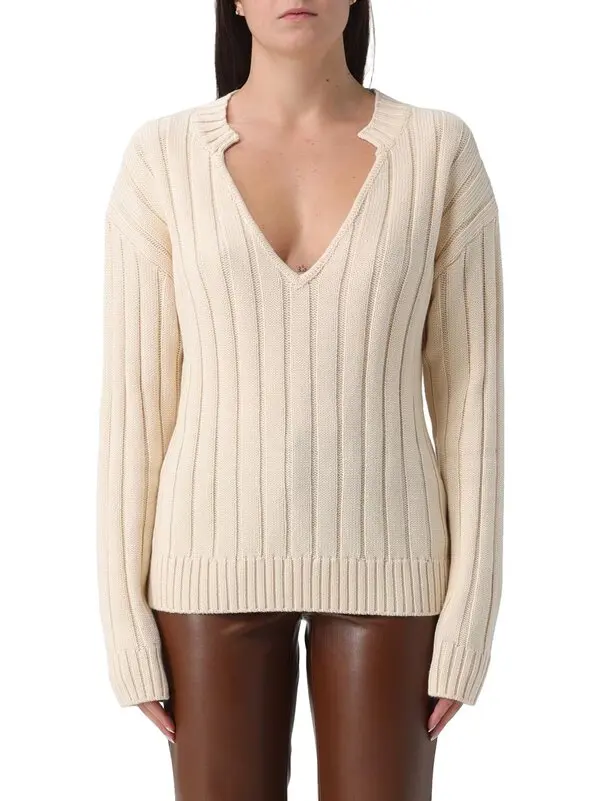 Patrizia Pepe Ribbed V-neck Pullover - White