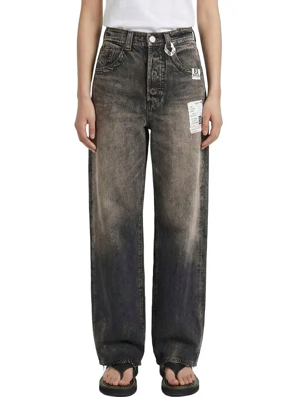 Mihara Yasuhiro Vintage Denim Jeans With Appliqués - Black