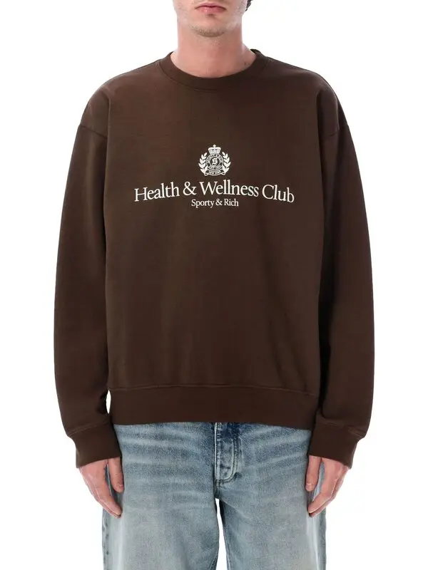 SPORTY & RICH Cotton Crewneck Sweatshirt With Logo - Brown