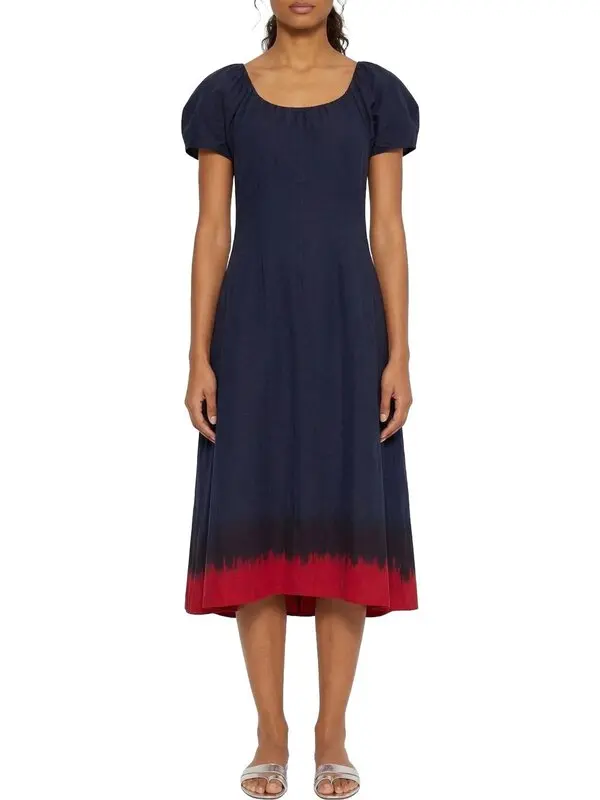 Tory Burch Linen Blend Midi Dress - Navy