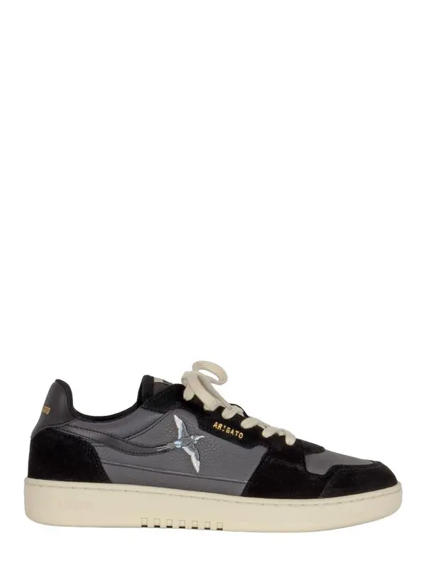 Axel Arigato Bee Bird Low Top Leather And Suede Sneakers With Side Embroidery - Black