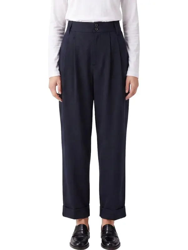 Jacob Cohen High-waisted Wide Leg Stretch Cotton Trousers - Navy