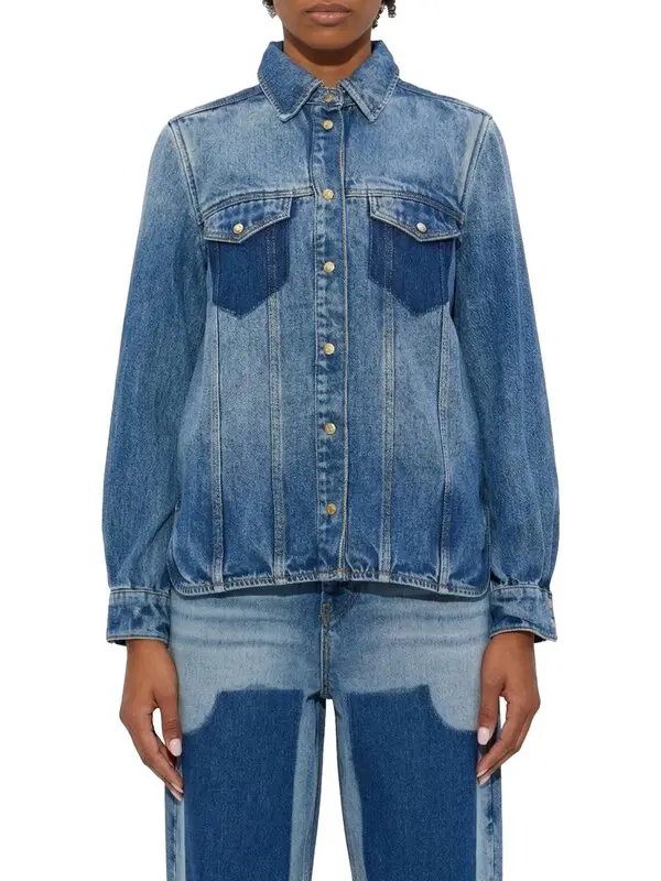 GANNI Cotton Long-sleeve Shirt - Denim