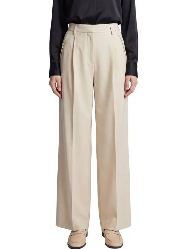 Jacob Cohen High-waisted Palazzo Trousers In Silk And Viscose - Beige