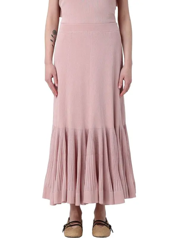 Zimmermann Viscose Knit Pleated Skirt - Pink