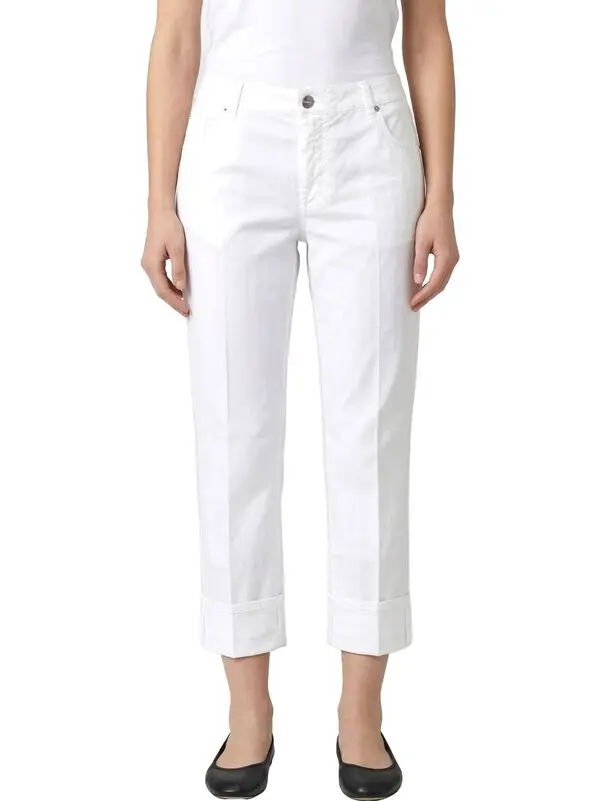 DONDUP Cropped Fit Stretch Denim Jeans - White