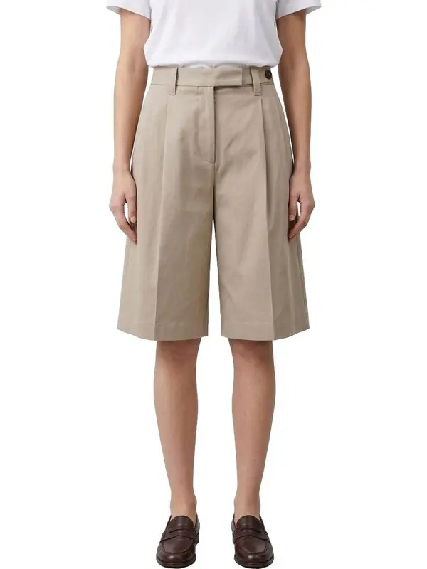 Brunello Cucinelli Cotton And Linen Tailored Knee-length Shorts - Sand