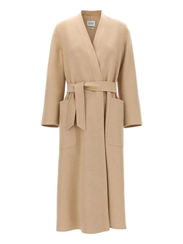 Max Mara Belted Wrap Coat - Beige