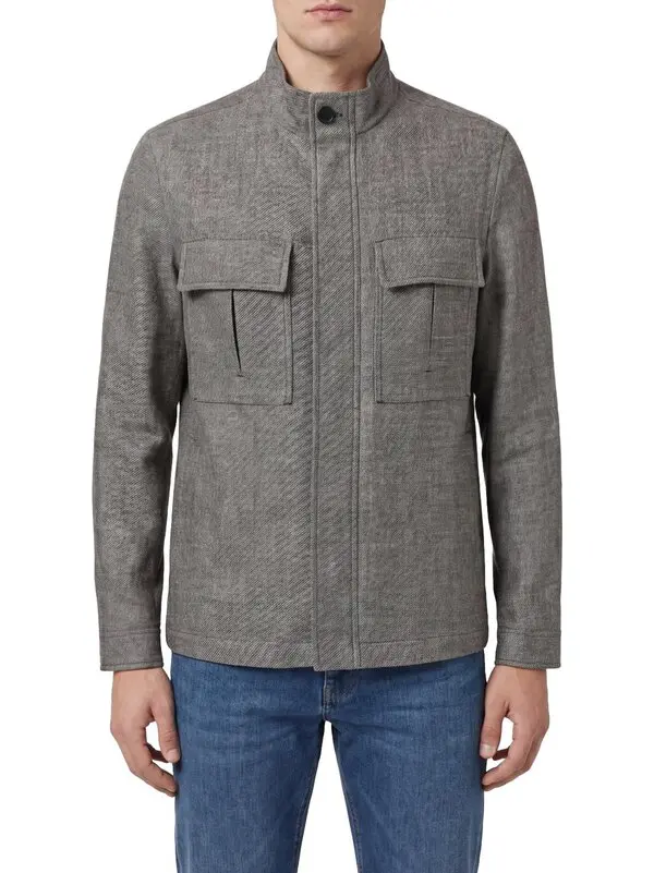 Zegna Lightweight Linen And Cashmere Jacket With High Neck - Black